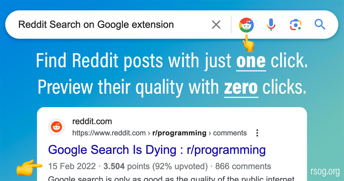 Reddit Search on Google - Open Source Browser Extension